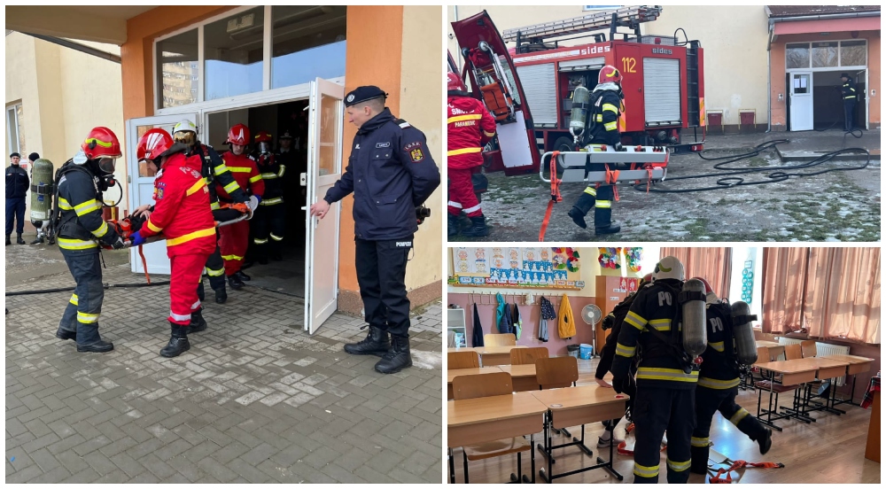 FOTO. Desfășurare de forțe a pompierilor la o școală din municipiul ...