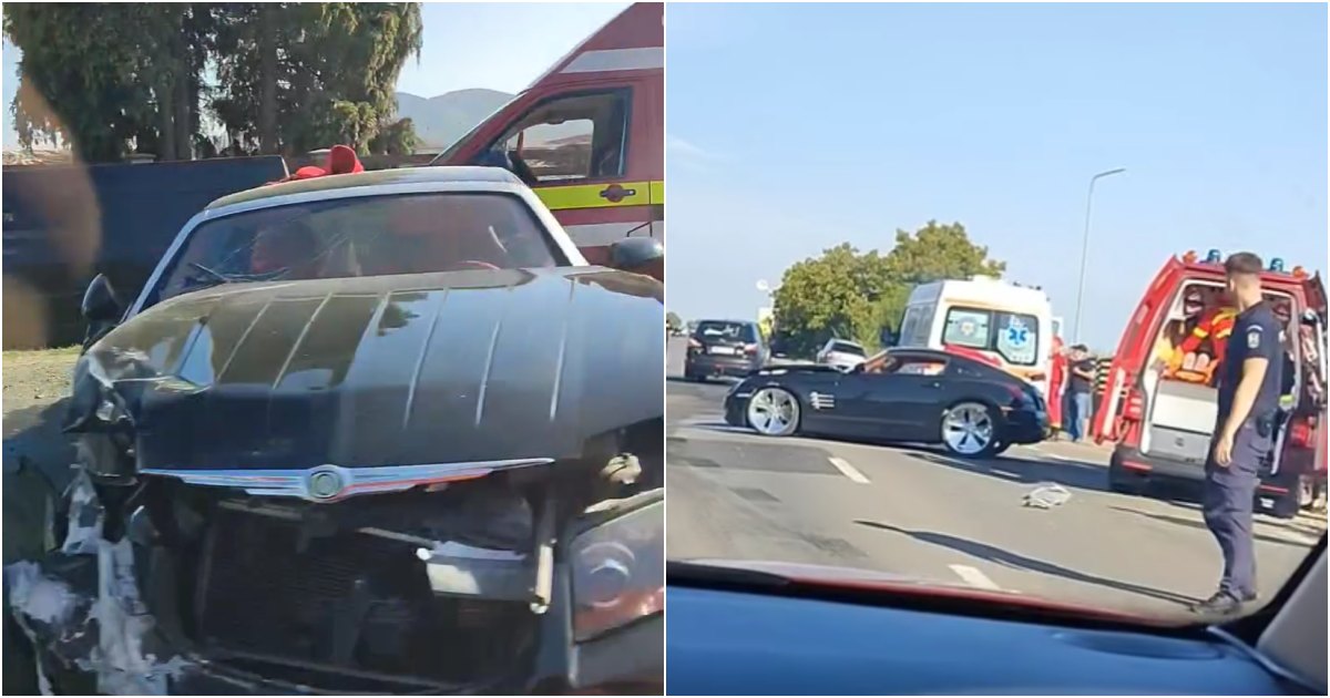 VIDEO. Impact între un Chrysler și un microbuz! Cinci persoane au ajuns ...