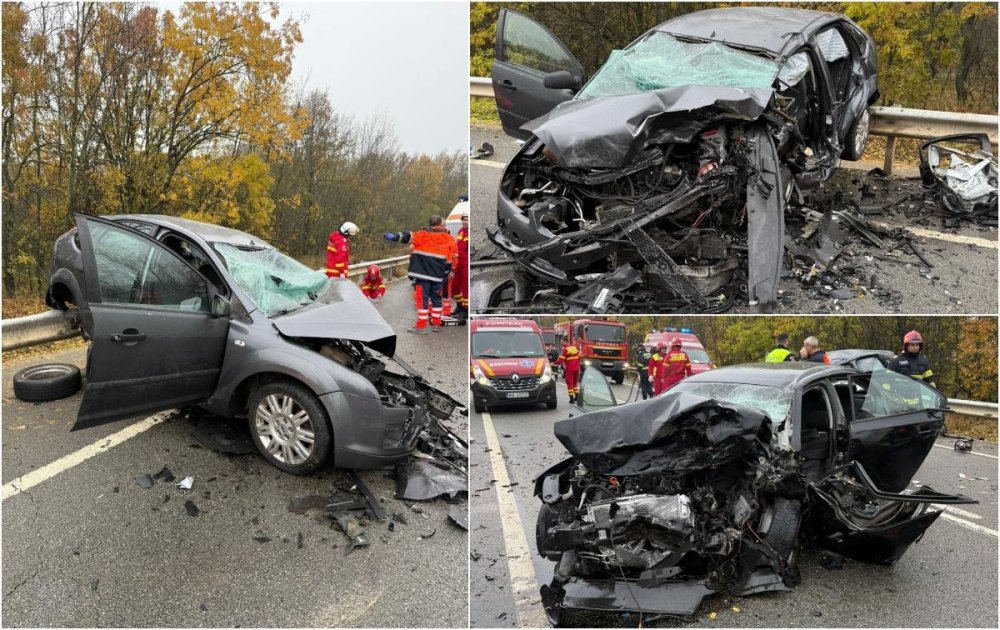 FOTO. Accident frontal, cu doi morți. Un șofer (20 ani) s-ar fi jucat ...